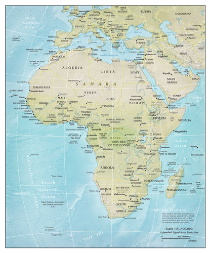 Africa Physical Physiographic Political Administrative Region Map ...