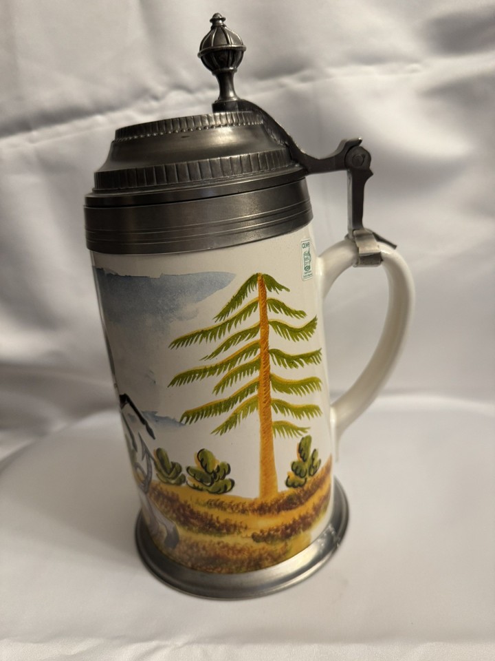 Vintage ALWE EBW Porcelain Beer Stein Pewter Lid W/hand Painted ...