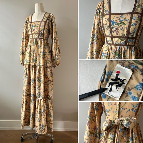 70s Vintage Maxi Dress Jody T Prairie Cottage Core Peasant Boho Floral ...