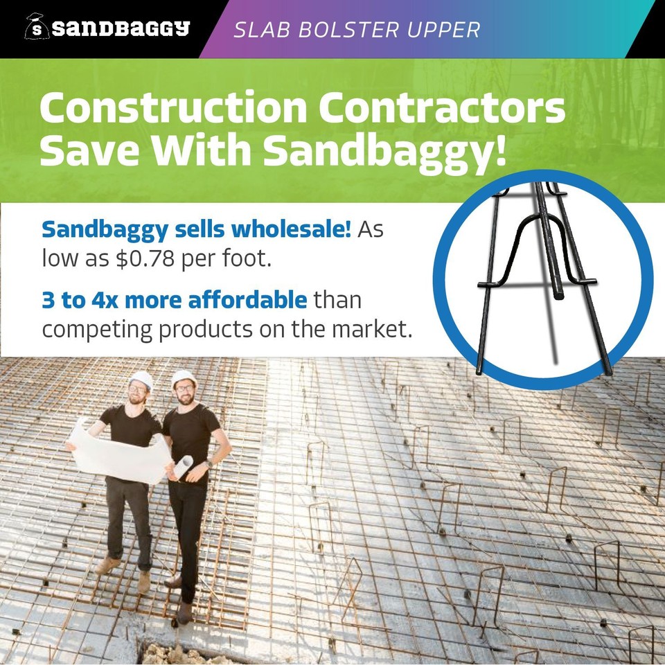 Sandbaggy Concrete Slab Bolster Upper - Continuous Rebar Chairs (5" x 5 ...