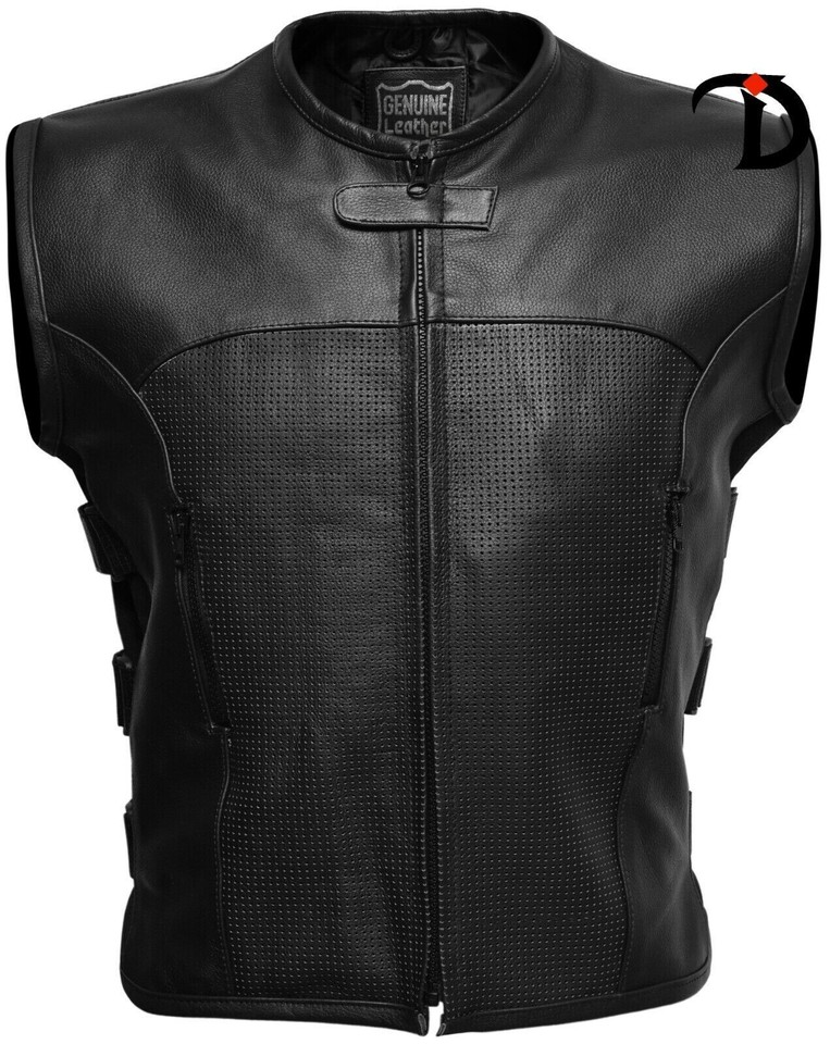 NEW Black Real Cow Hide Leather Tactical SWAT Style Biker Motorcycle ...