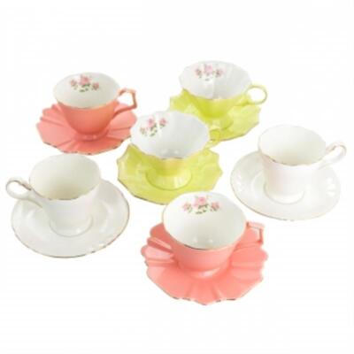 Meritage Montague 12 Piece Fine Ceramic Scalloped Cups With Saucers In ...