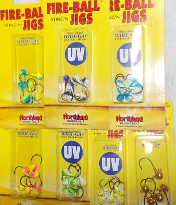 NORTHLAND FIREBALL ROUND STING'N BASS WALLEYE FISHING LURE JIG JIGHEADS ...