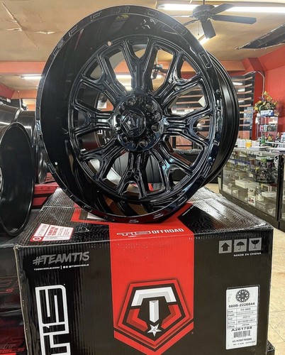Set 4 22" TIS 560B 22X12 8x180 Gloss Black w/Lip Logo Wheels -44mm Rims ...