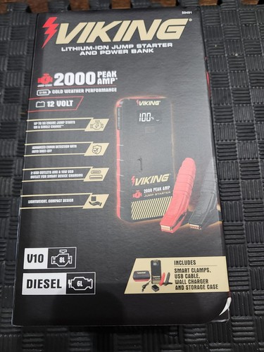 Viking 2000A Peak Amp 12 Volt Lithium-ion Jumpstarter And Power Bank ...