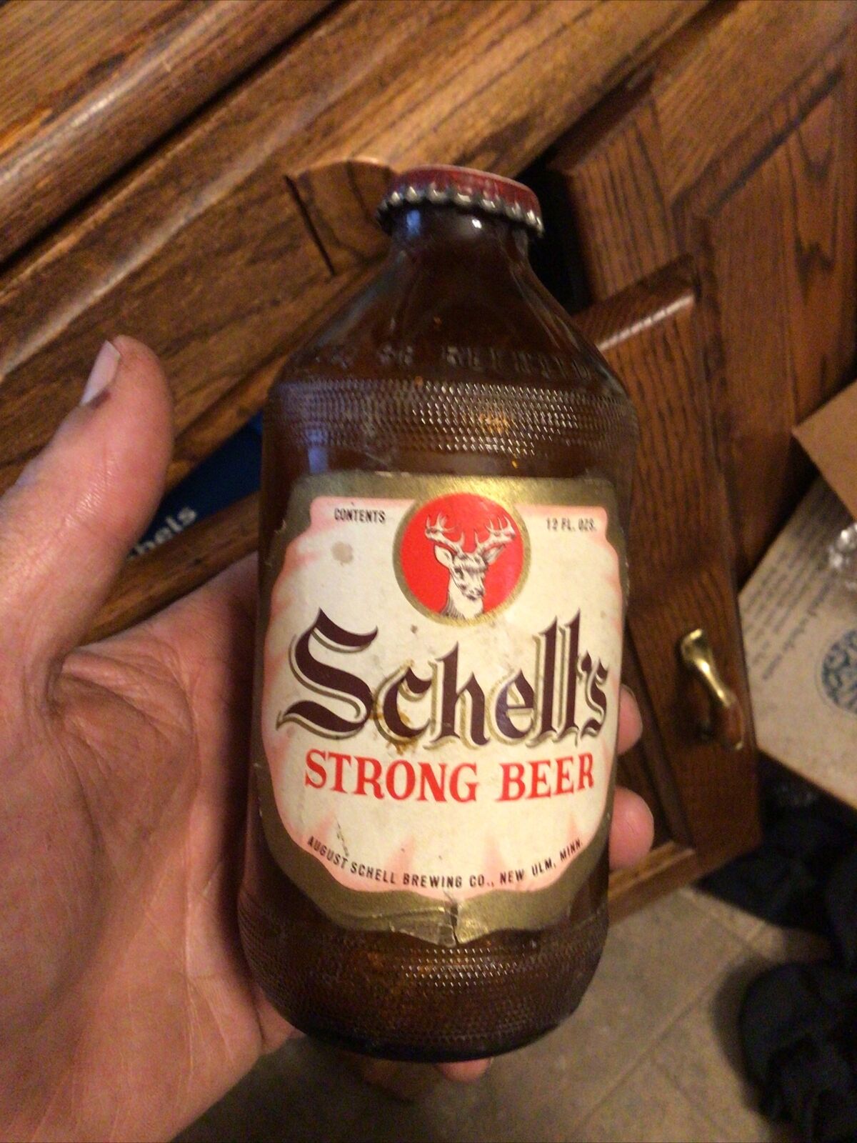 1964 SCHELLS THROWAWAY BEER BOTTLE NEW ULM MN PAPER LABEL WITH CAP | eBay