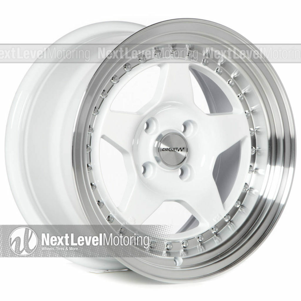 Circuit CP26 15x8 4-100 +25 White Wheels Rims 5 Spoke Fits BMW E30 ...