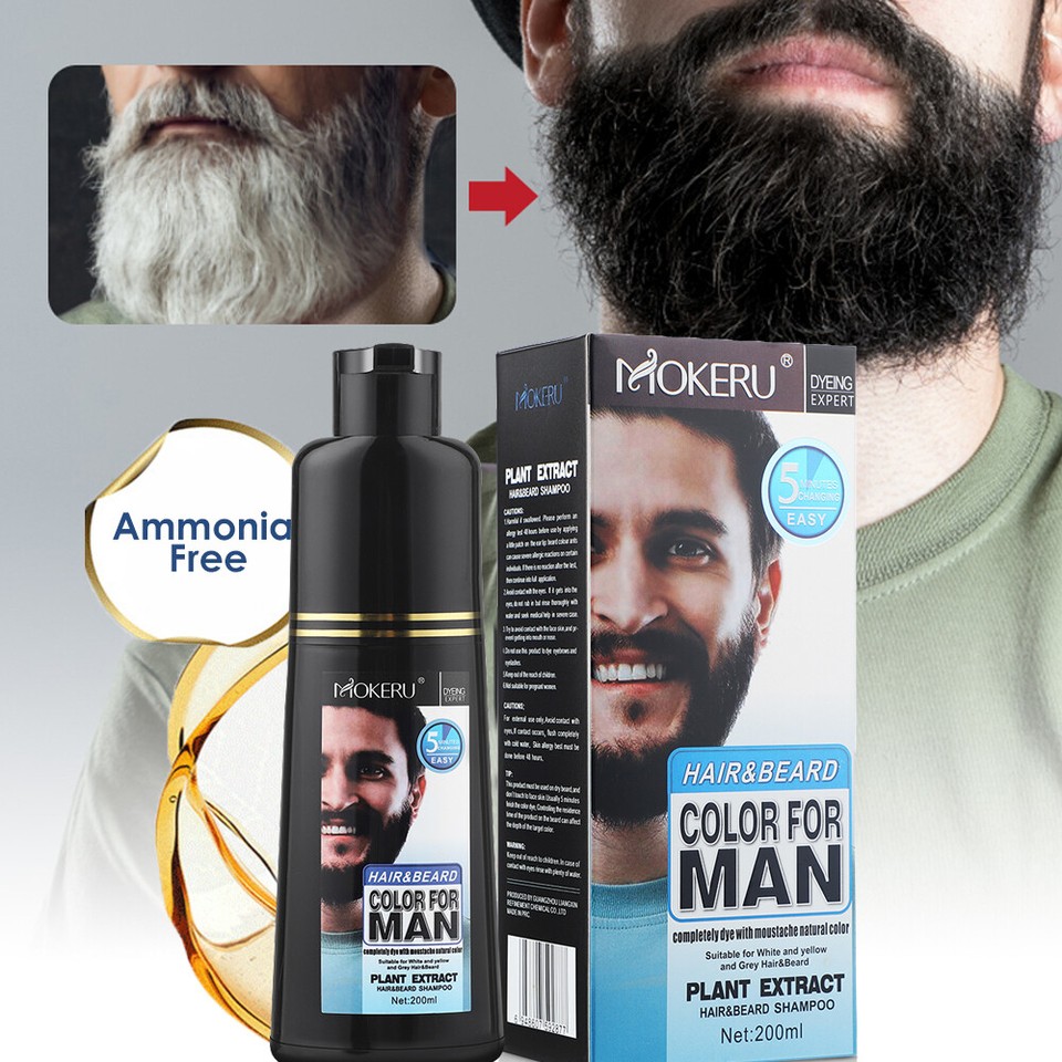Permanent Men Beard Hair Color Dye Tint Moustache Black Darkening ...