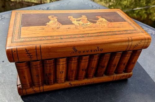 Antique Sorrento Ware Inlaid Folk Art Style Souvenier Book Box | eBay