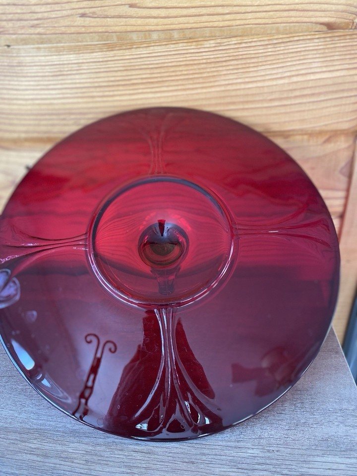 Ruby Red Crow's Foot Paden City Handled Sandwich Server Tray 10½" | eBay