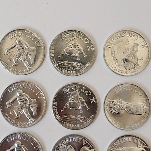 Man in Space Tokens Coins (9) Apollo X IX Gemini IV VII VIII Mercury IX ...