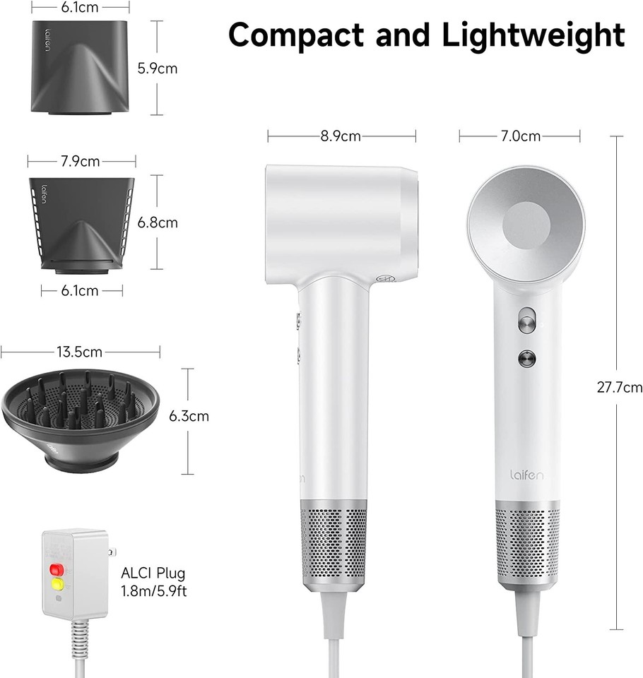 Laifen Hair Dryer with Magnetic Nozzle, Styling Concentrator & Diffuser ...