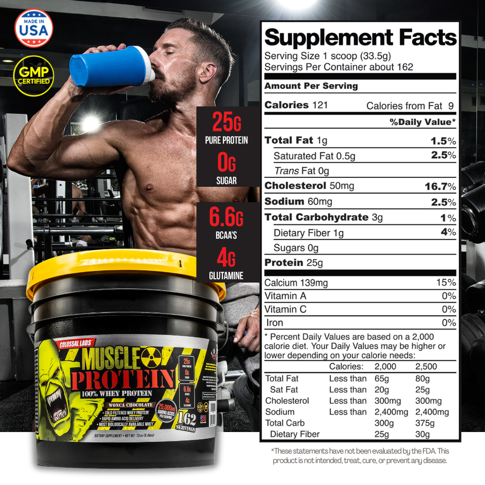 Colossal Labs Whey Protein Powder 12lb 162 Servings Muscle Mass Gain ...