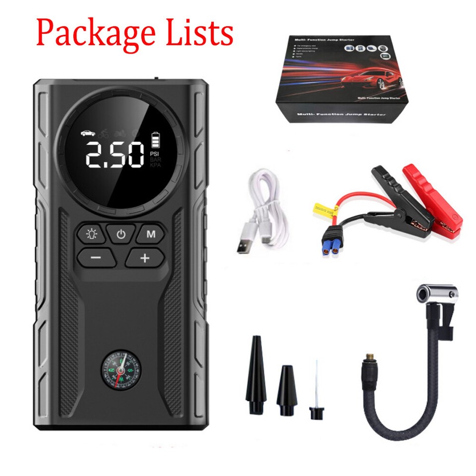 99800mAh Car Jump Starter Booster Jumper Box Power Bank Tire Inflator ...