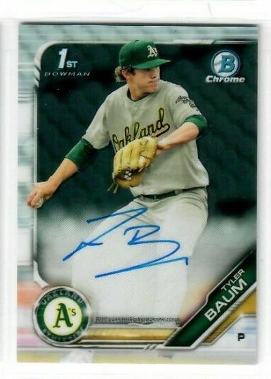 TYLER BAUM 2019 Bowman Draft Chrome Baseball AUTO #CDA-TB OAKLAND A'S ...