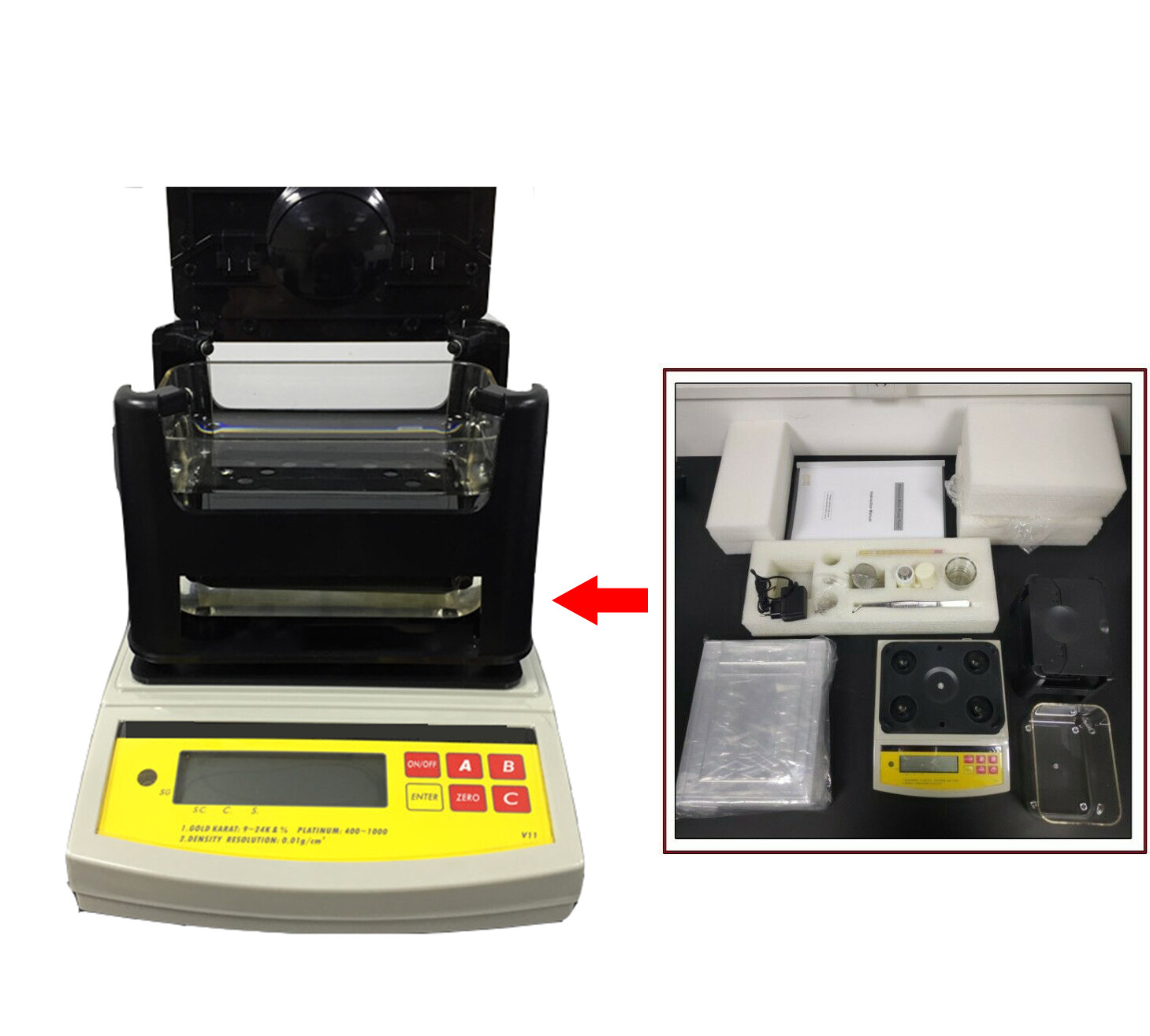 Gold Purity Tester Density Tester Gold Karat Densitometer 2000g Maximum ...