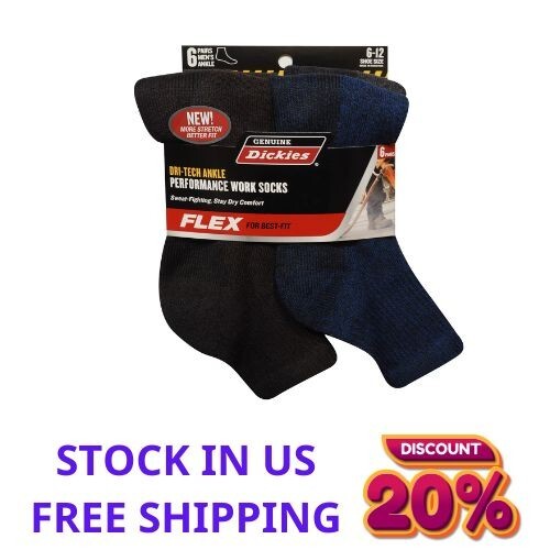 Genuine Dickies Quarter Socks, 6 Pack,Brown/Blue/Grey marl | eBay