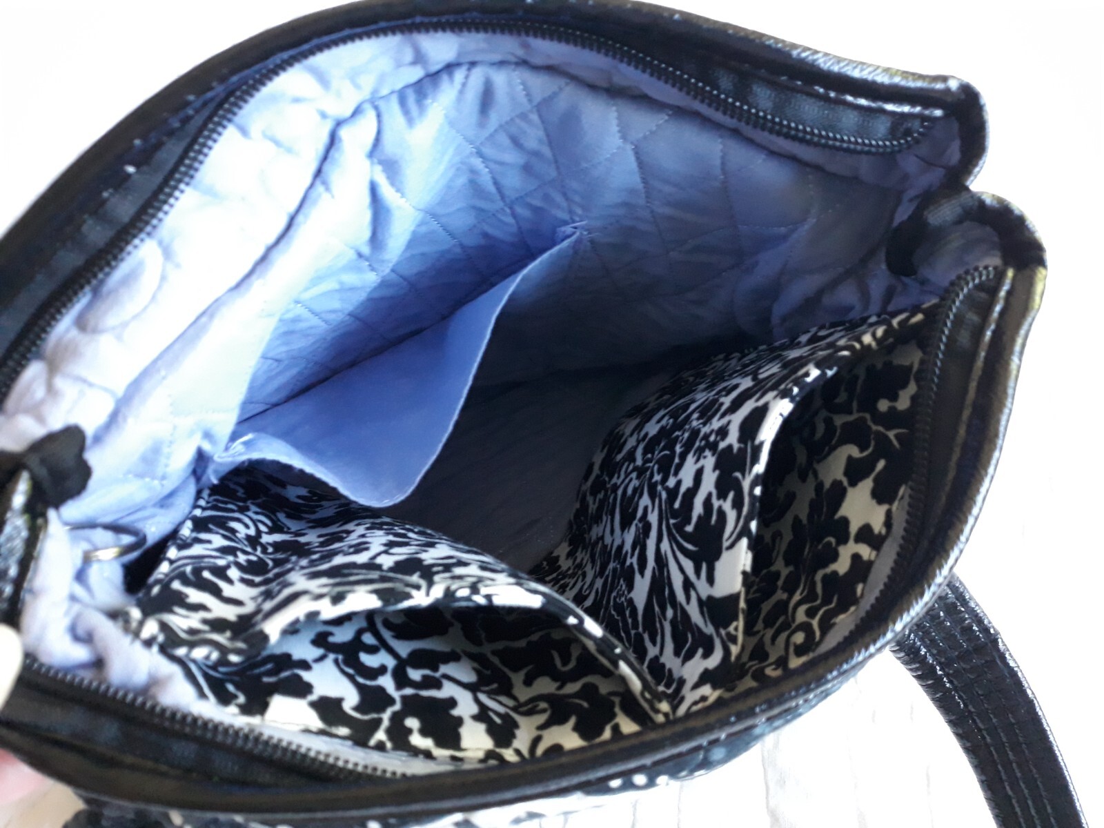 Donna Sharp Black & White Paisley Quilted & Patent Medium Shoulder ...