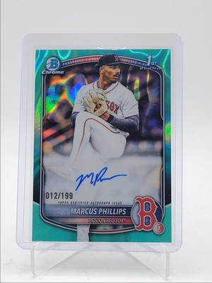 MARCUS PHILLIPS 2025 BOWMAN CHROME DRAFT 1ST AQUA LAVA AUTO /199 Q4060 ...