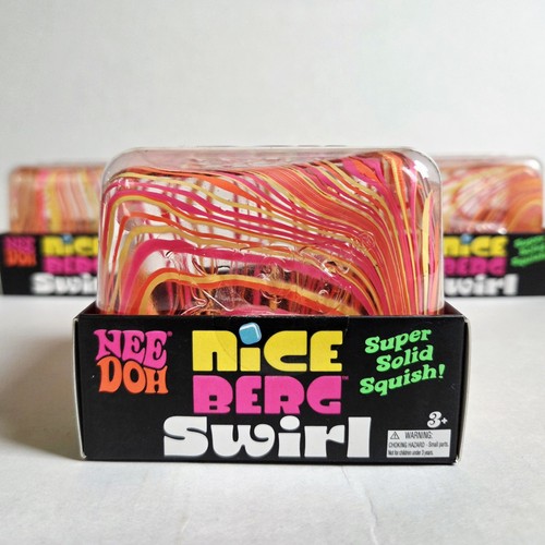 NeeDoh Nice Berg Swirl, XL Giant Nee Doh Squishy Swirl Cube Pink Orange ...