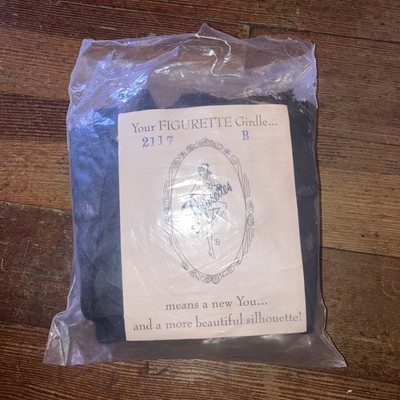 NIP VTG Black Figurette Long Leg Girdle Shaper w/Garters 2117 Size B ...