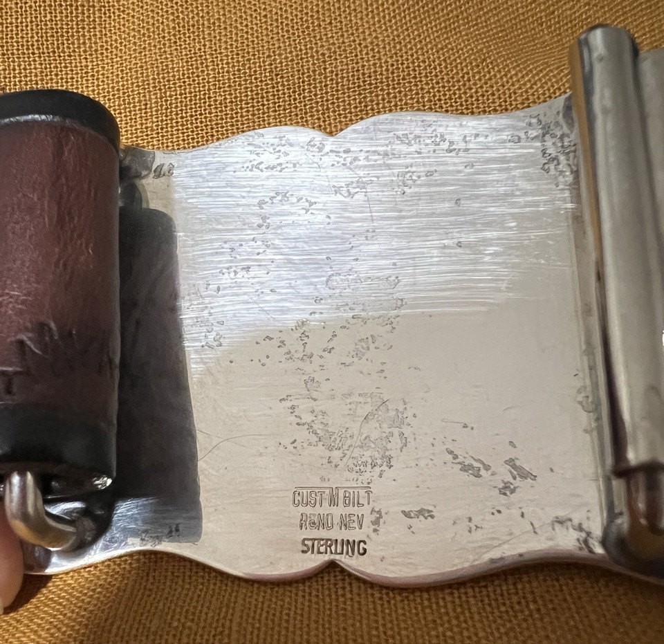 Western Style Engraved Belt Buckle Sterling Silver Cust MBilt Reno ...