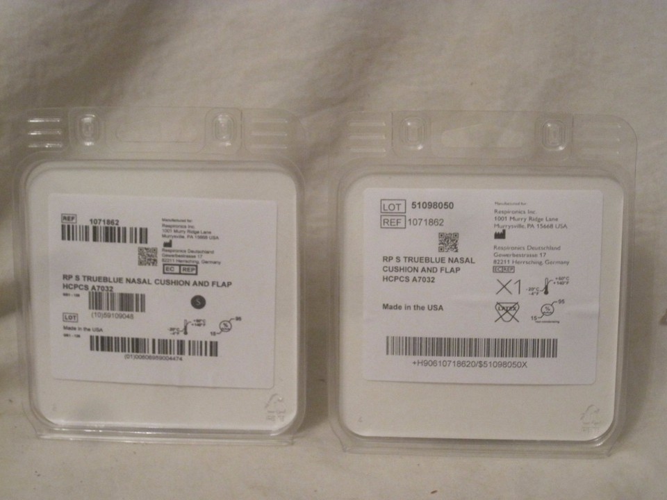 2 x Philips Respironics S TrueBlue Nasal Cushion and Flap HCPCS A7032 ...