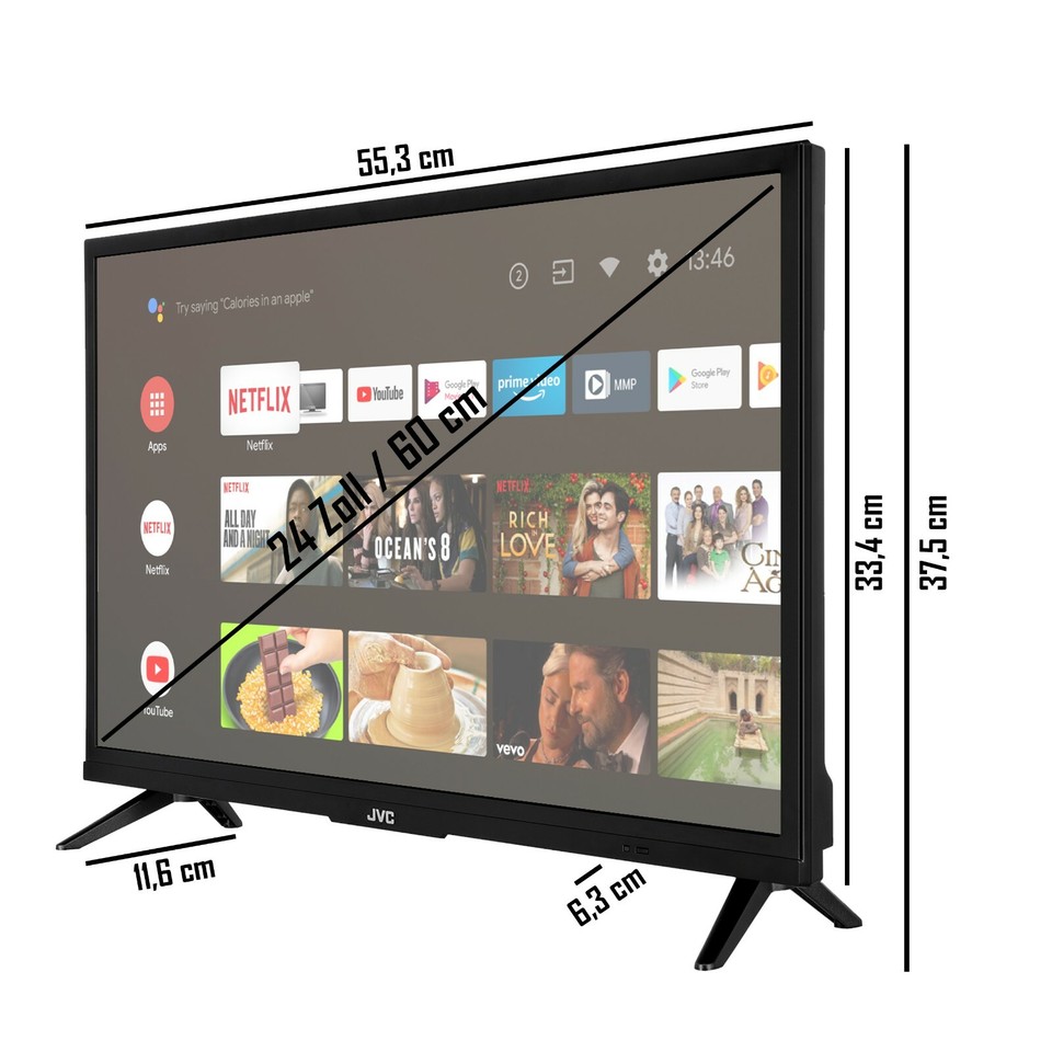 JVC TV 24 Zoll LED Fernseher HD Android 24 Zoll LED TV Smart TV Gerät ...