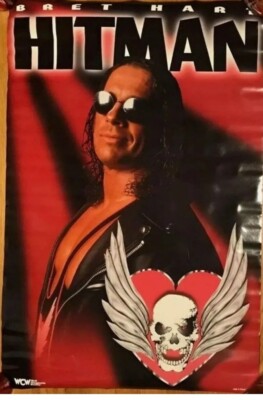 NIP 1998 WCW Bret Hitman Hart Vintage Original Poster WWE WWF 23"x 35 ...