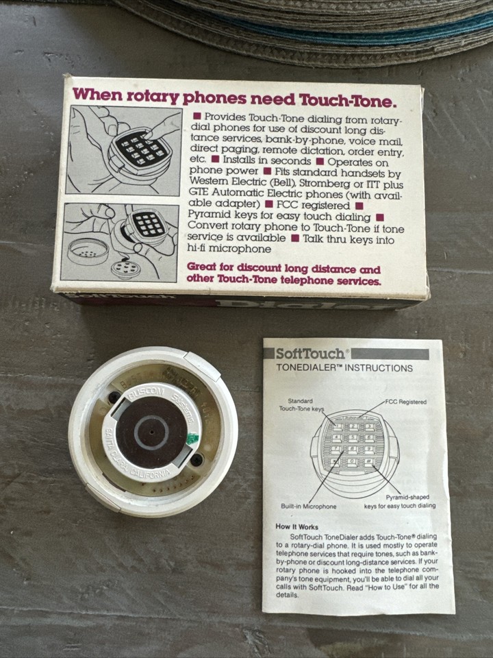 SoftTouch Mini Tone Dialer Original Box manual touch push button dial ...