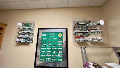 Lot of Hess Toy Trucks 70s-90s & Display Cases + Poster | eBay