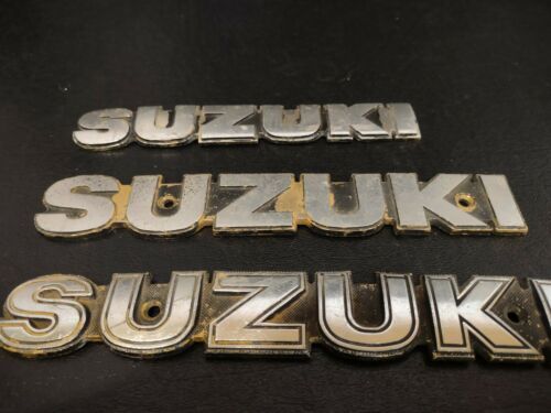 3 Vintage Suzuki metal logo emblems car motorcycle fuel tank? 7.5 & 6.5 ...