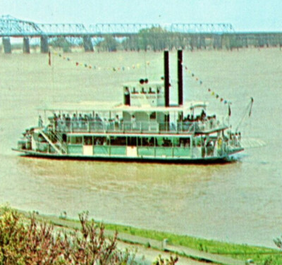 MEMPHIS QUEEN II excusion boat TENNESSEE Mississippi River bridge ...