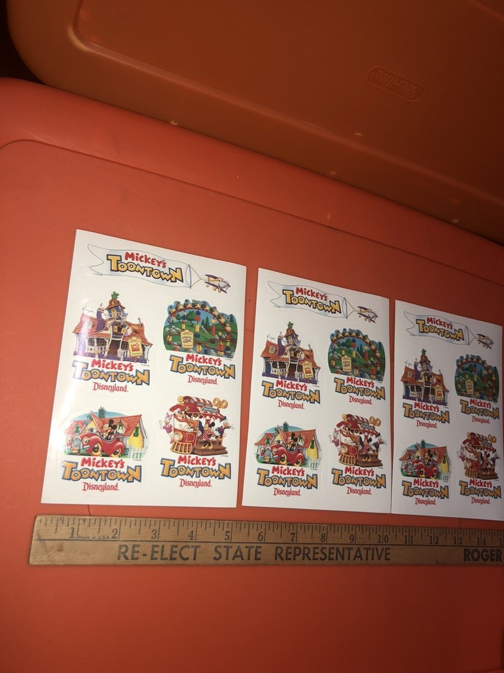 Rare VTG Disney Disneyland Mickey’s Toontown Promotional Sticker Sheets ...