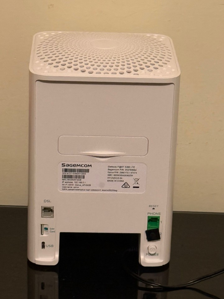 Optus Sagemcom Modem Gateway F@ST 5366 LTE NBN Router Dual Band WiFi 5 ...