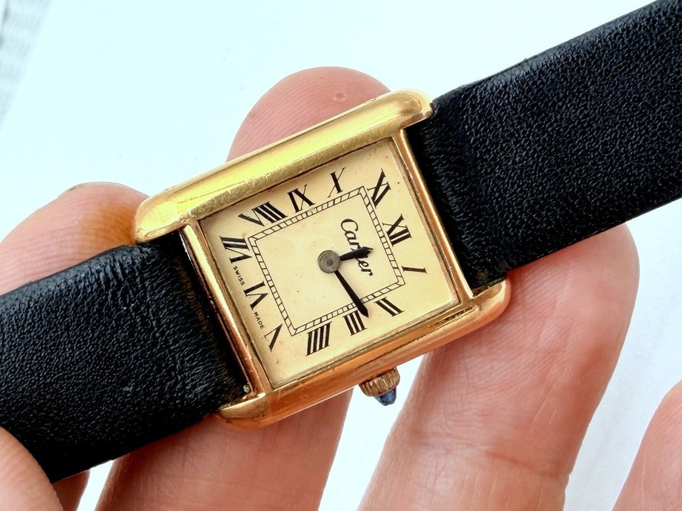 1970's Ladies Cartier Tank Roman Original Dial Manual Wind 18K Gold ...