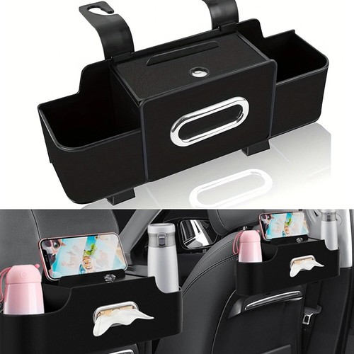 1PC Car Headrest Rear Seat Storage Box with Cup Holder Tissue Box ...