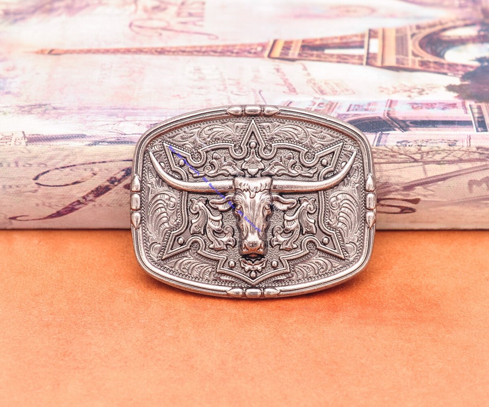 Brass Western Cowboy Longhorn Bull Buck Rodeo Belt Buckle Fit 40MM ...