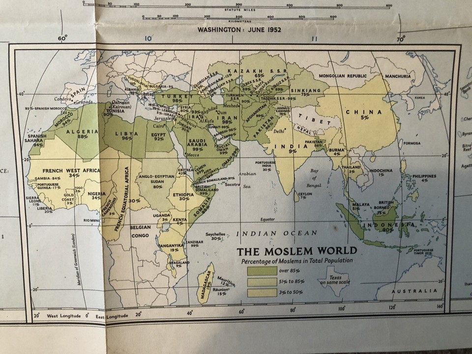 National Geographical Vintage Map Of Southwest Asia, Circa 1952 | eBay