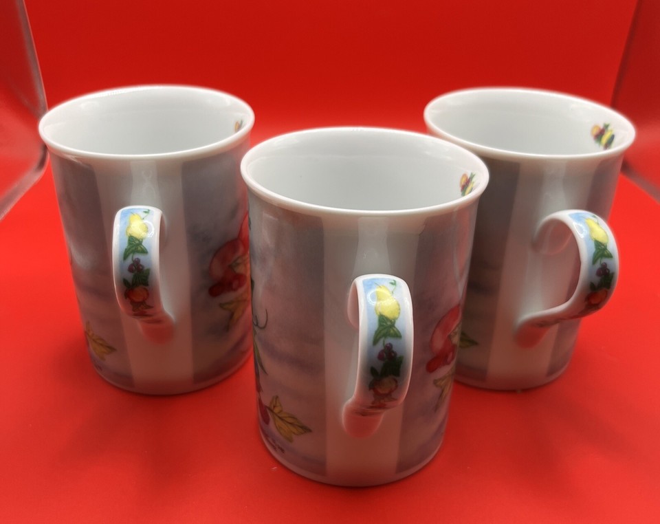 3 Coffee Mugs 4" Fruit Theme Gallery by Inhesion Kathleen Parr McKenna ...