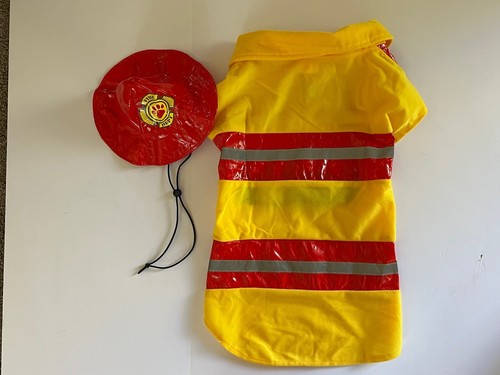 FIREFIGHTER Halloween COSTUME Dog VEST & HAT Fireman K9 Fire Dept Sz XL ...