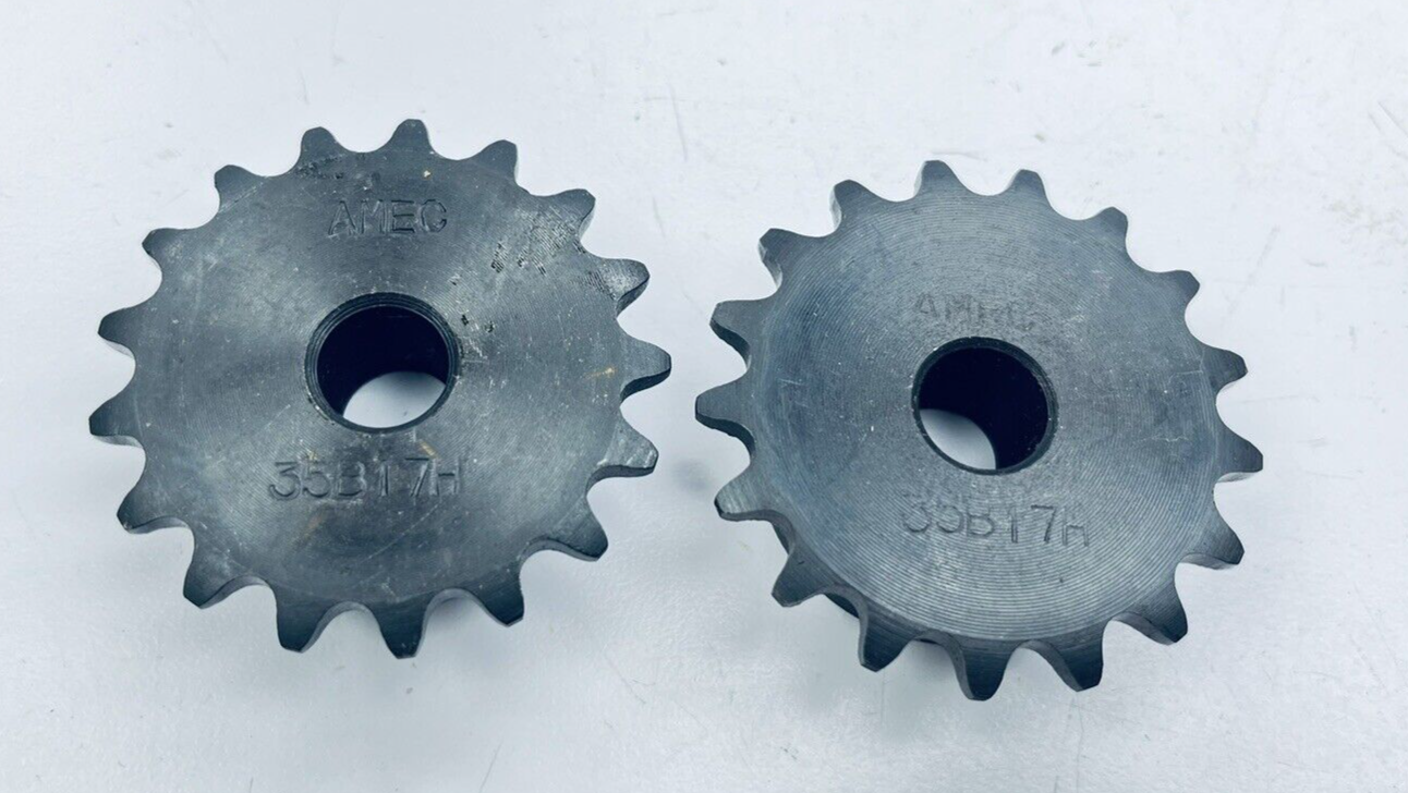 LOT OF 2 UNUSED AMEC 35B17H ROLLER CHAIN SPROCKET 1/2"-PLAIN/BORE 17 ...