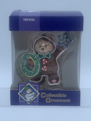 TREVCO CHRISTMAS ORNAMENT NOS VINTAGE WREATH BEAR | eBay
