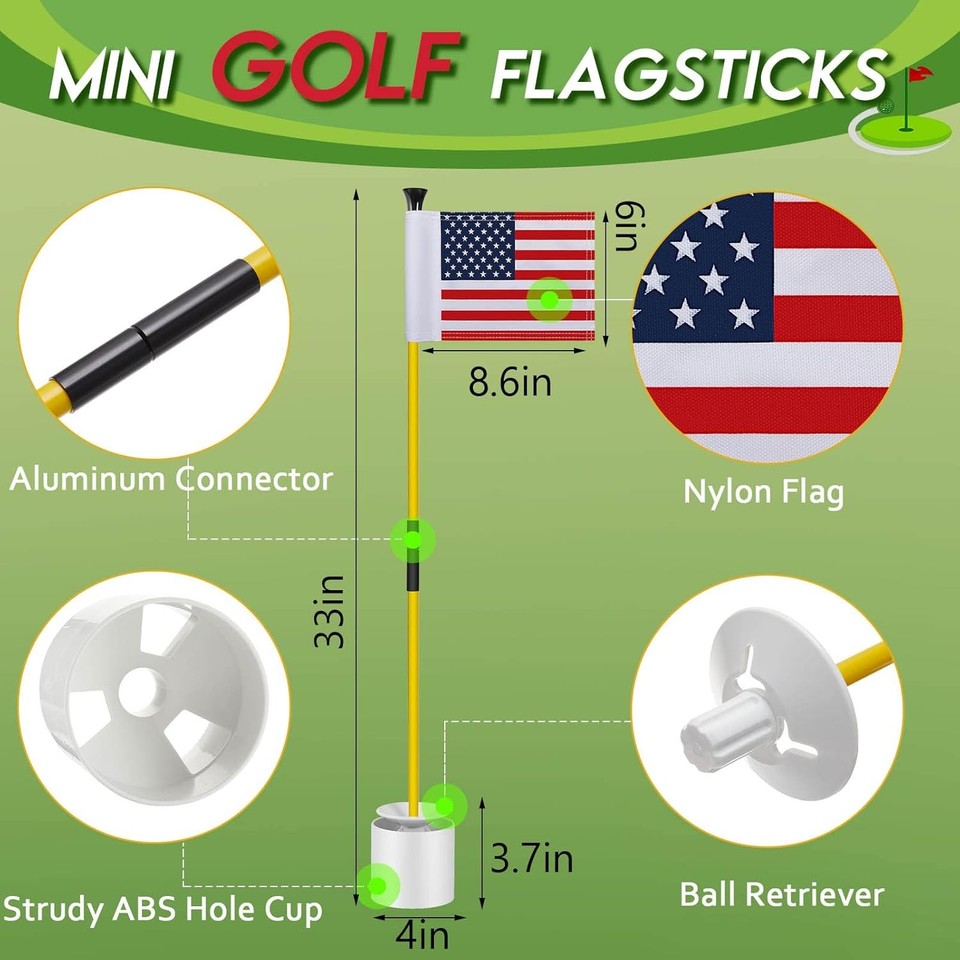 Meooeck 3 Pack Golf Flagstick 3ft Putting Green Pin Flag Red, White ...