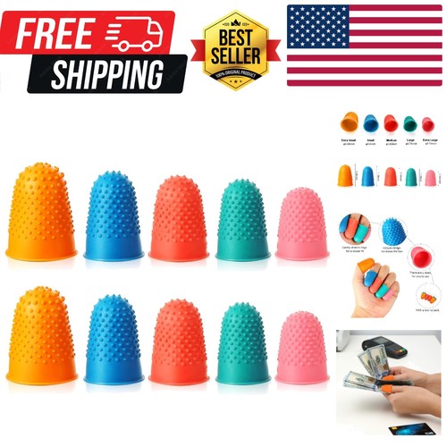 10 Pieces Rubber Finger Tips Office Rubber Thimbles Silicone Thimble ...