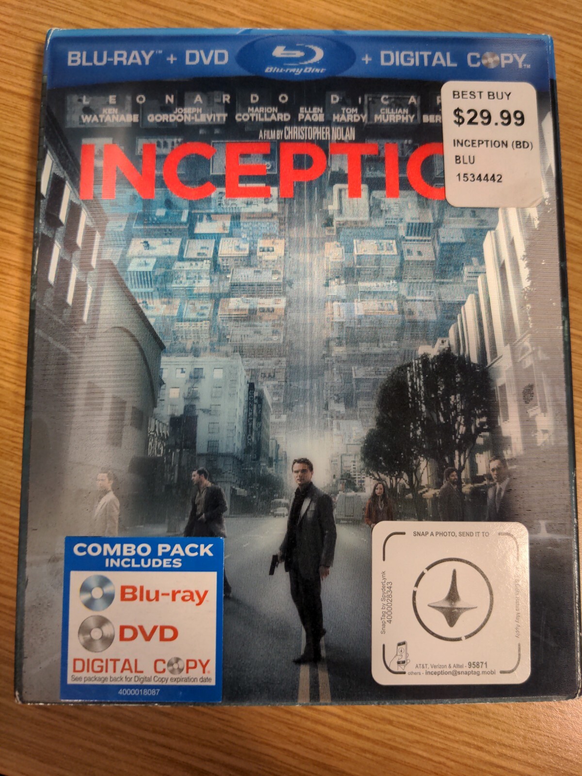 Inception (Blu-ray/DVD, 2010, 2-Disc Set) with lenticular Slipcover ...