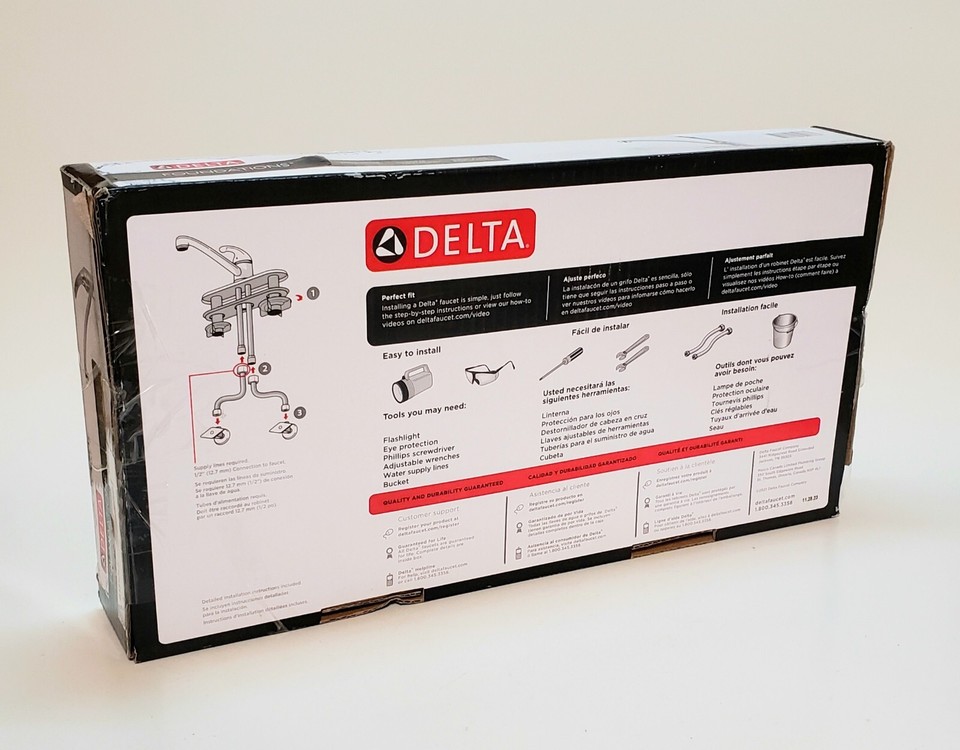 DELTA Foundations Single-Handle Standard Kitchen Faucet in Chrome ...