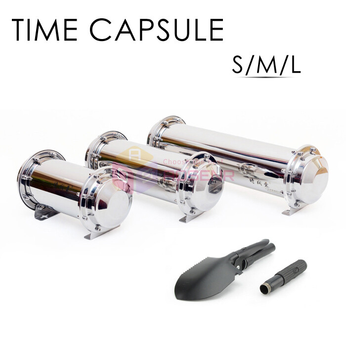 S/M/L Stainless Steel Time Capsule Waterproof Lock Container Storage ...