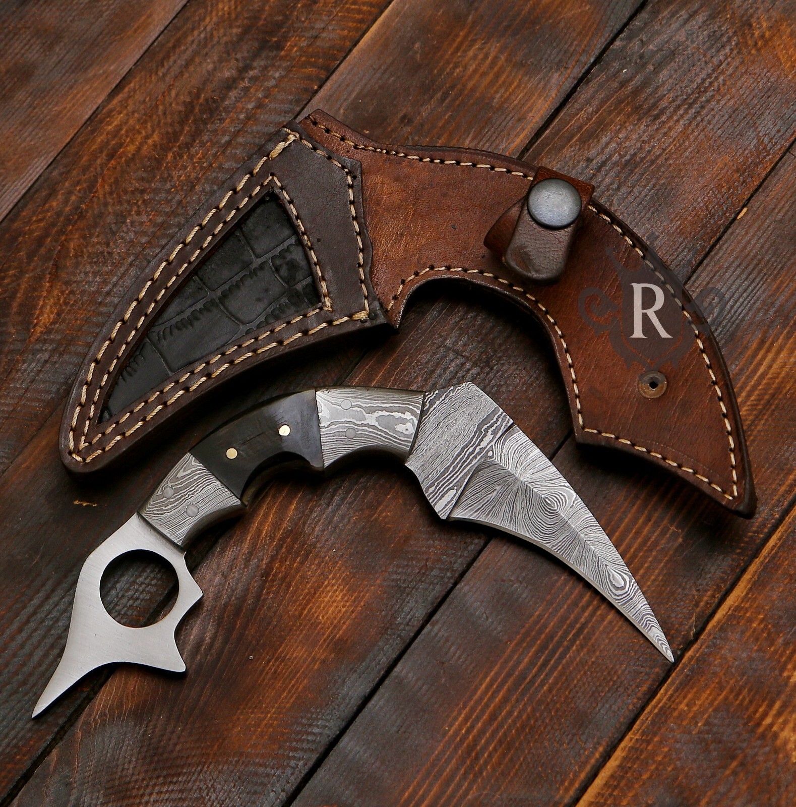Damascus Karambit Knife Custom Made Hand Forged Damascus Steel Hunting Knife RK2 | eBay