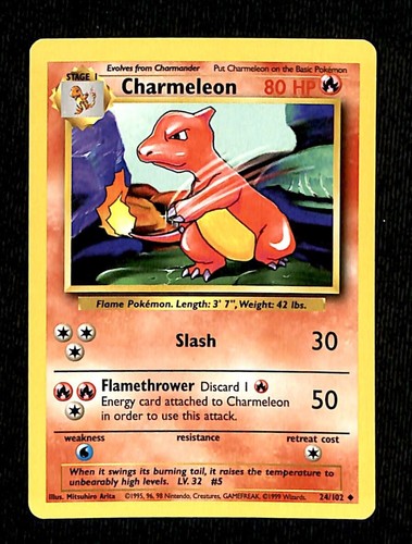 Charmeleon Base Set 1999 Unlimited Print EX, 24/102 Pokemon Card. | eBay